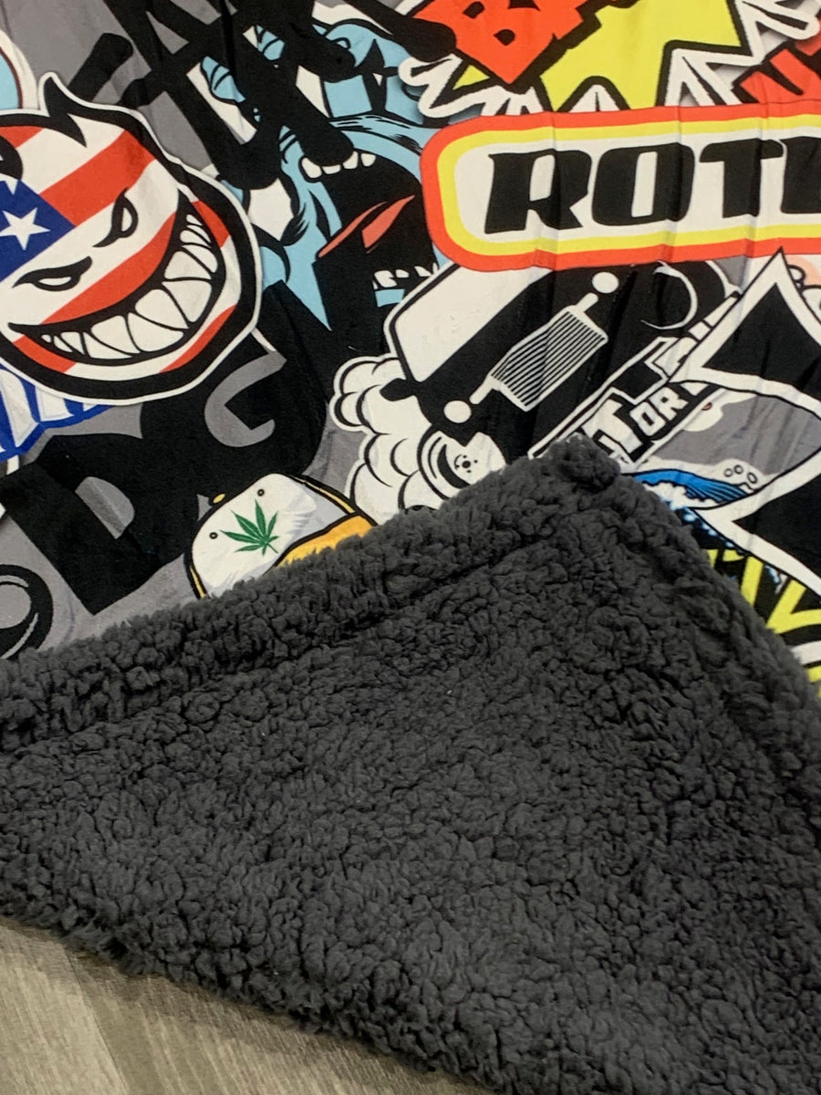 Retro Sticker - Sherpa Fleece Blanket – Outdoor Matting Company